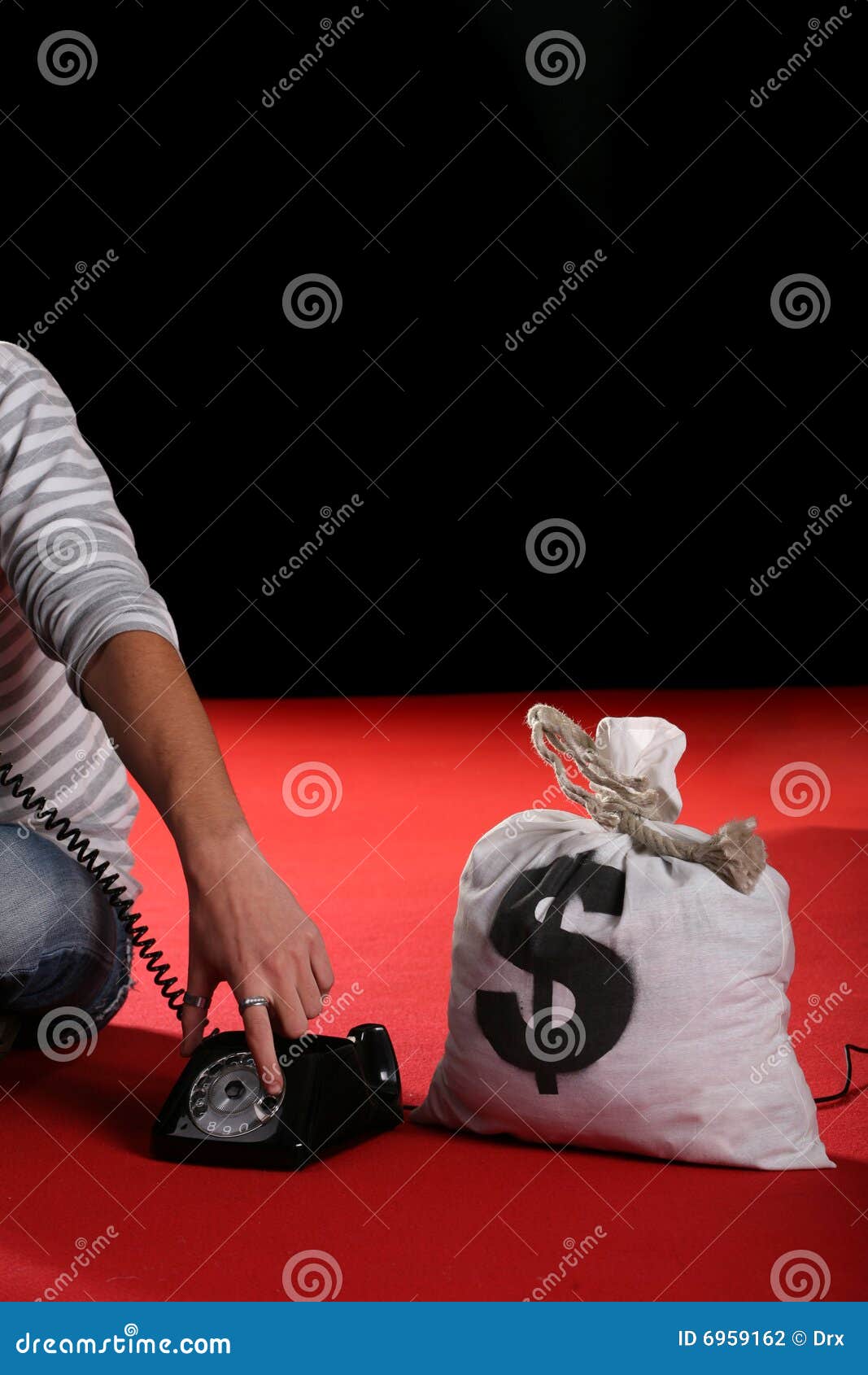 Bank Robber with Money Sack Surrenders Stock Photo - Image of solo ...