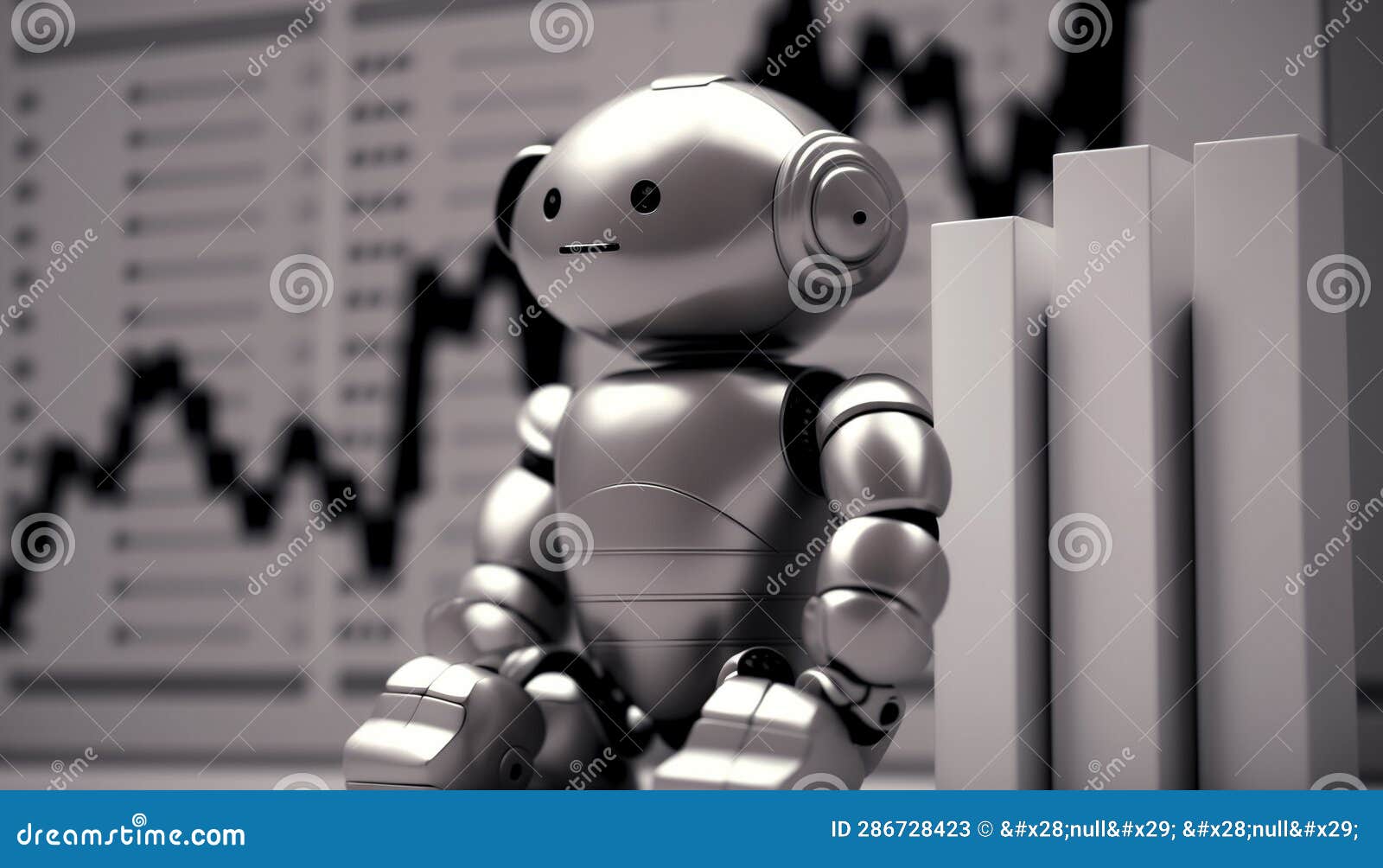 Bank and Robot Icons on Graph Chart Background. Generative AI Stock ...