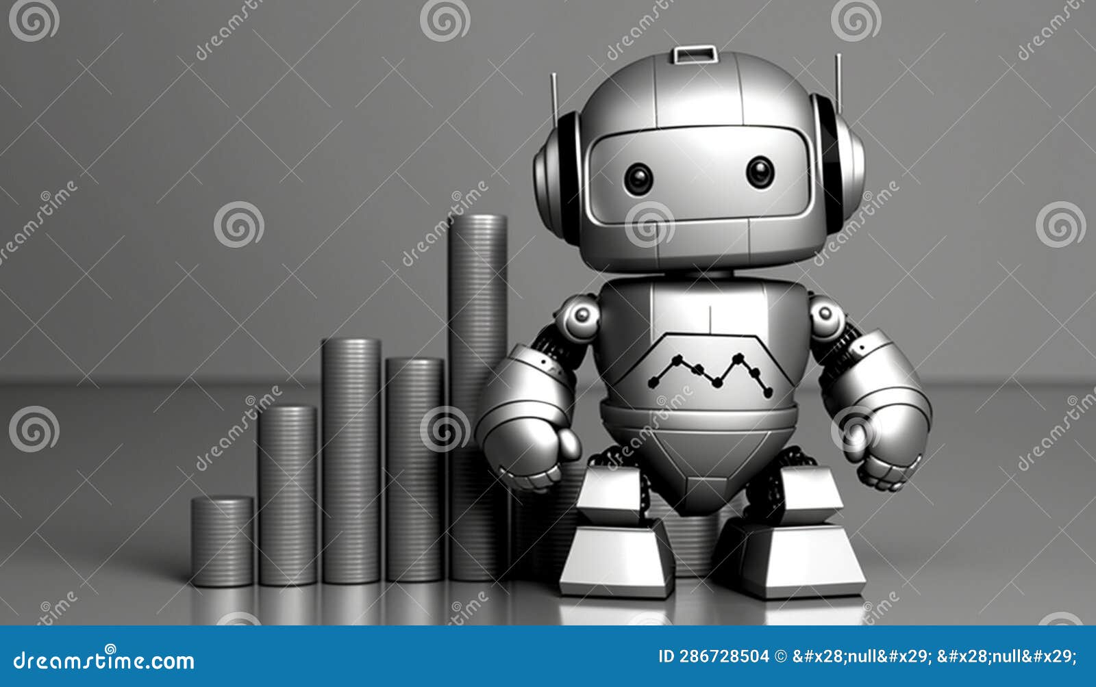 Bank and Robot Icons on Graph Chart Background. Generative AI Stock ...