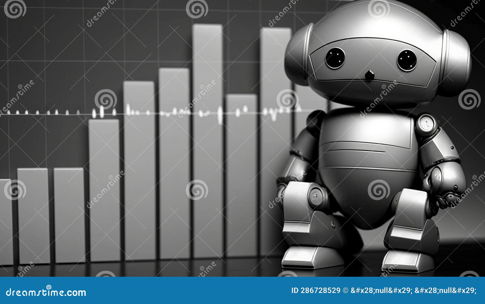 Bank and Robot Icons on Graph Chart Background. Generative AI Stock ...
