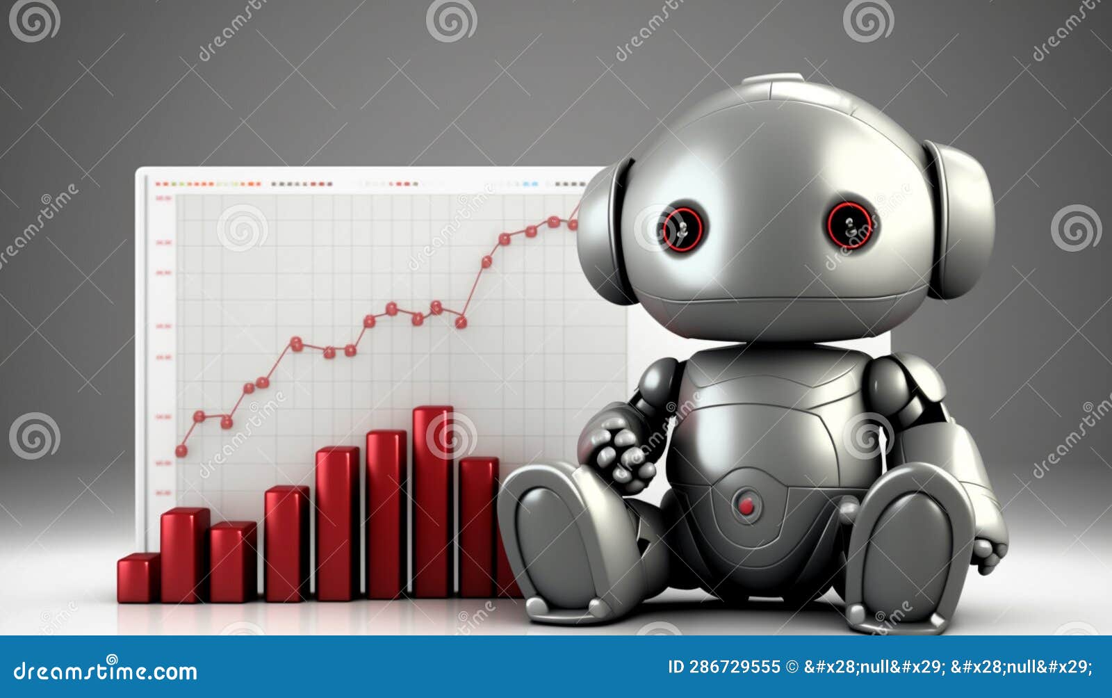 Bank and Robot Icons on Graph Chart Background. Generative AI Stock ...