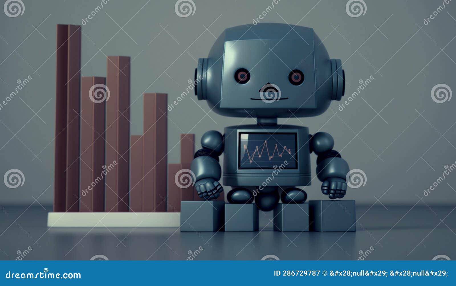 Bank and Robot Icons on Graph Chart Background. Generative AI Stock ...