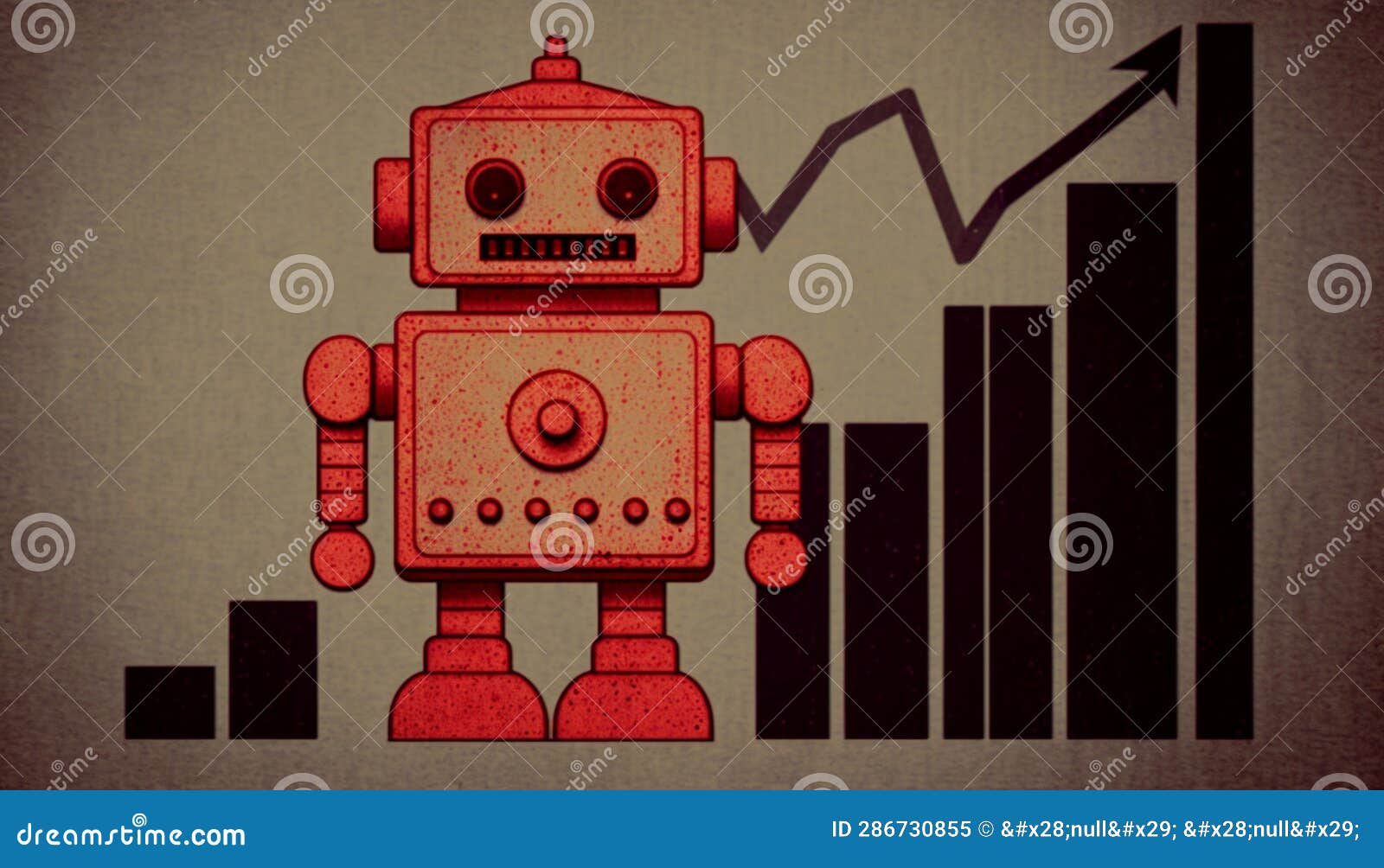 Bank and Robot Icons on Graph Chart Background. Generative AI Stock ...