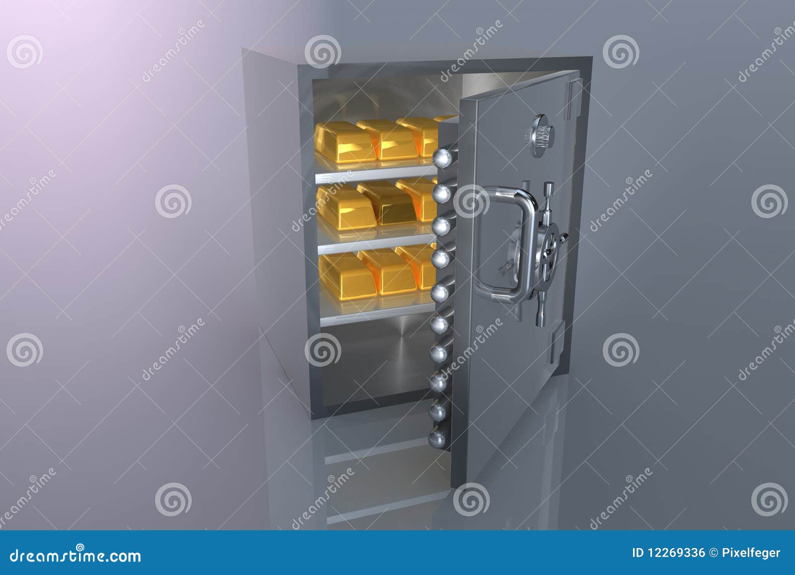 Bank safe and gold stock illustration. Illustration of open - 12269336