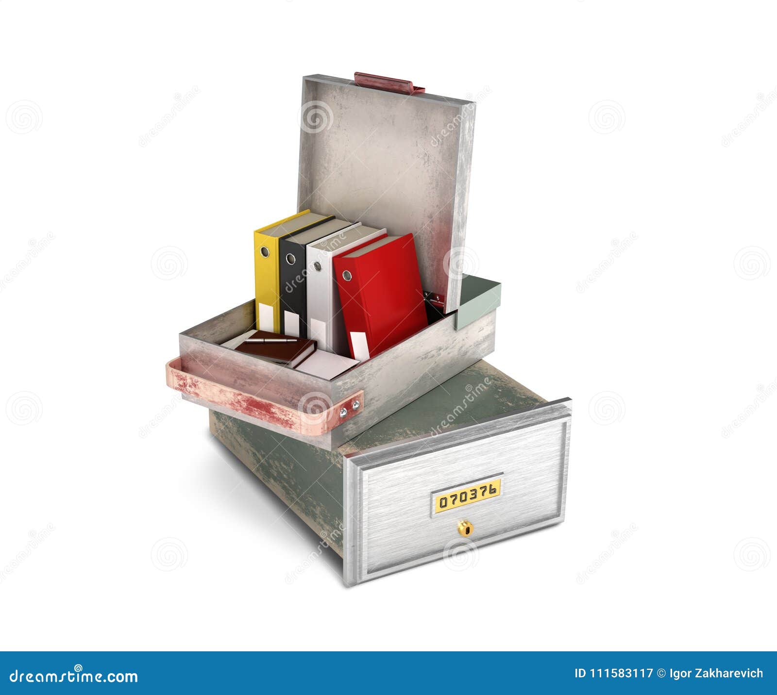 Bank Safe Open Cell with Documents Isolated 3d Stock Illustration ...