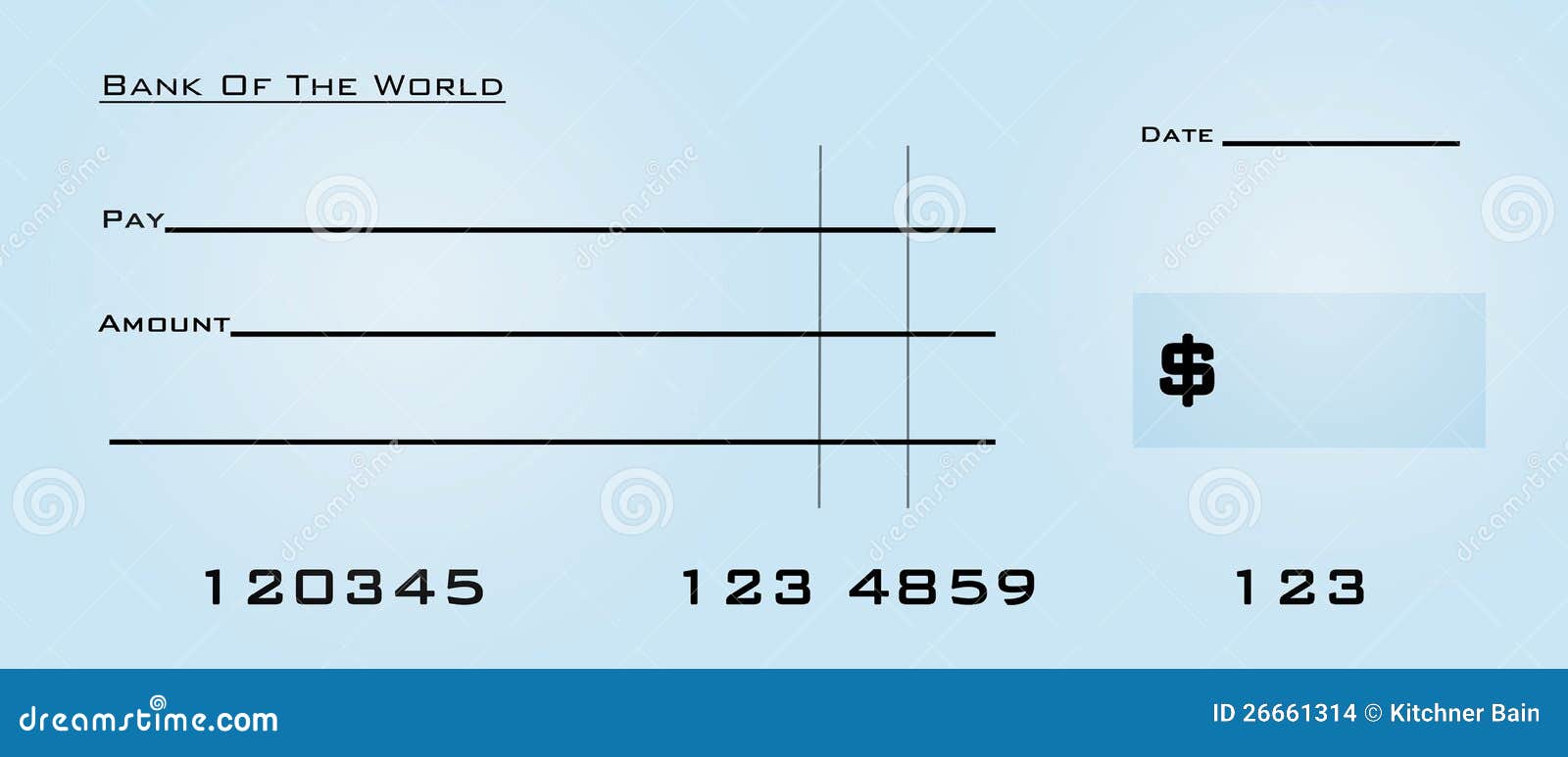 Bank-Scheck stock abbildung. Illustration von abbildung - 26661314