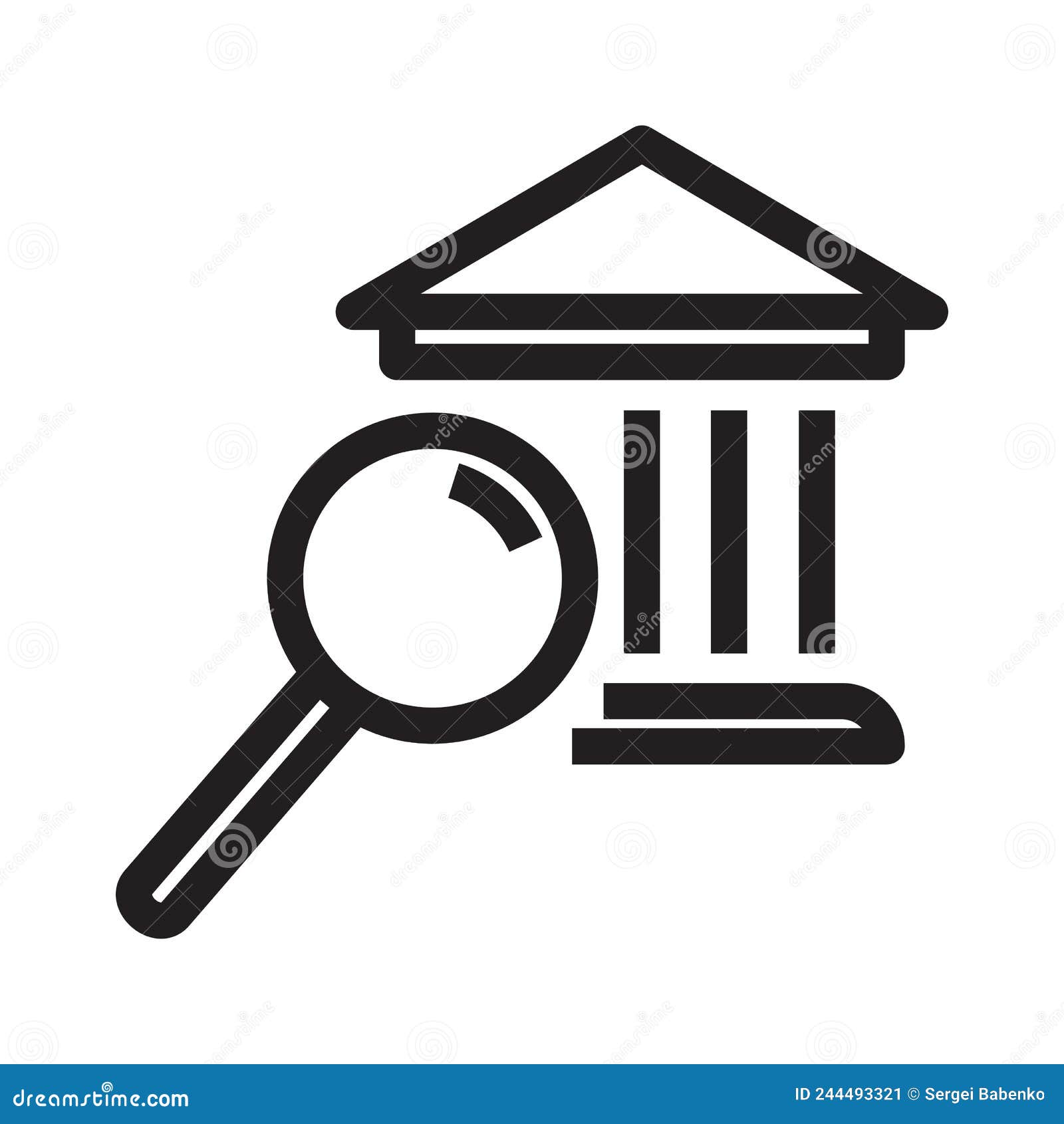 Bank Search Icon in Outline Style on White Background. Stock Vector ...