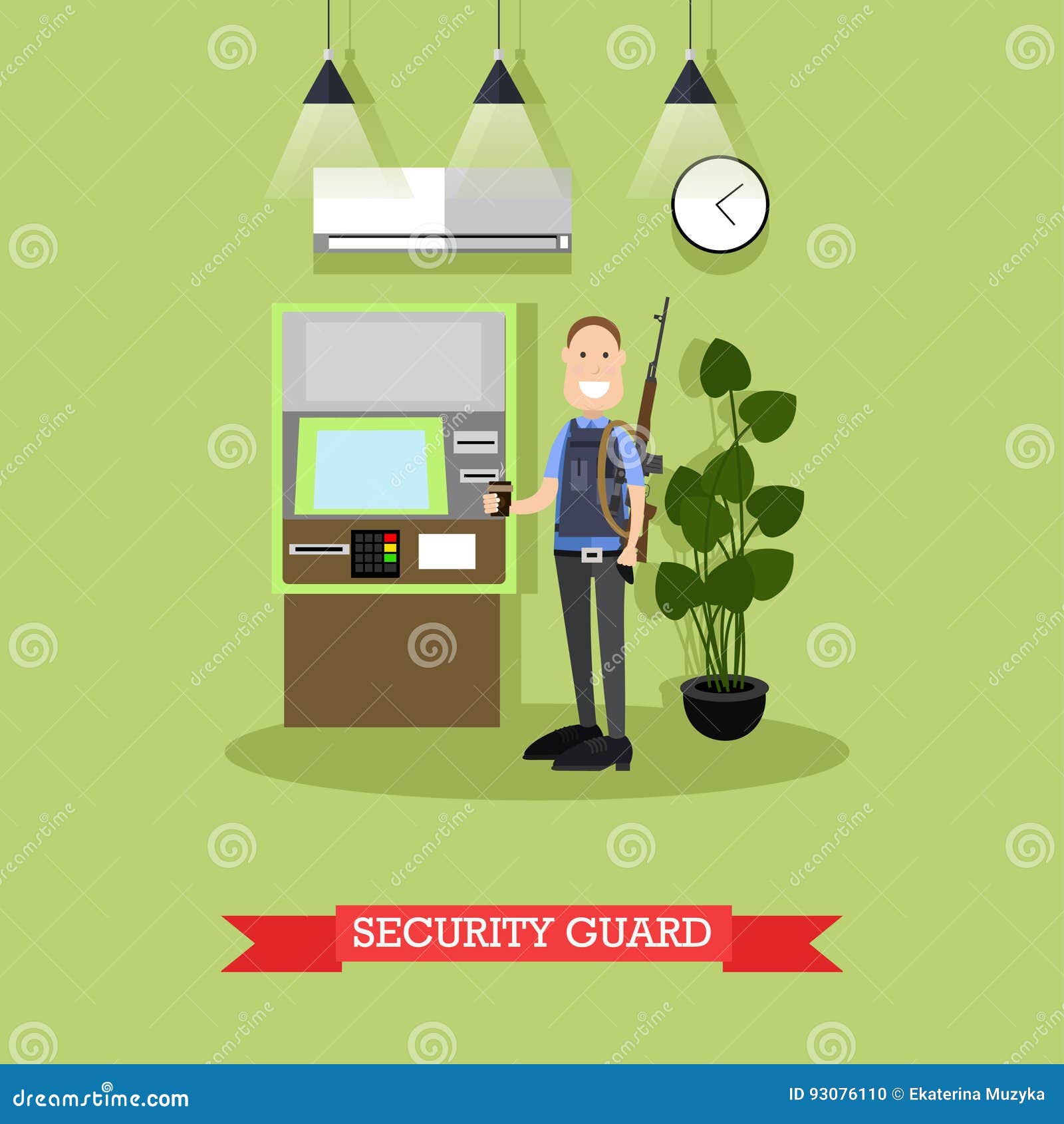 Armed Security Guard Sign Stock Illustration | CartoonDealer.com #3188149
