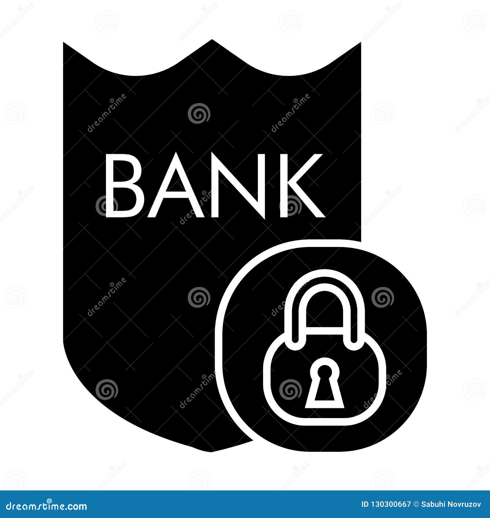 Bank Security Solid Icon. Shield and Lock Vector Illustration Isolated ...