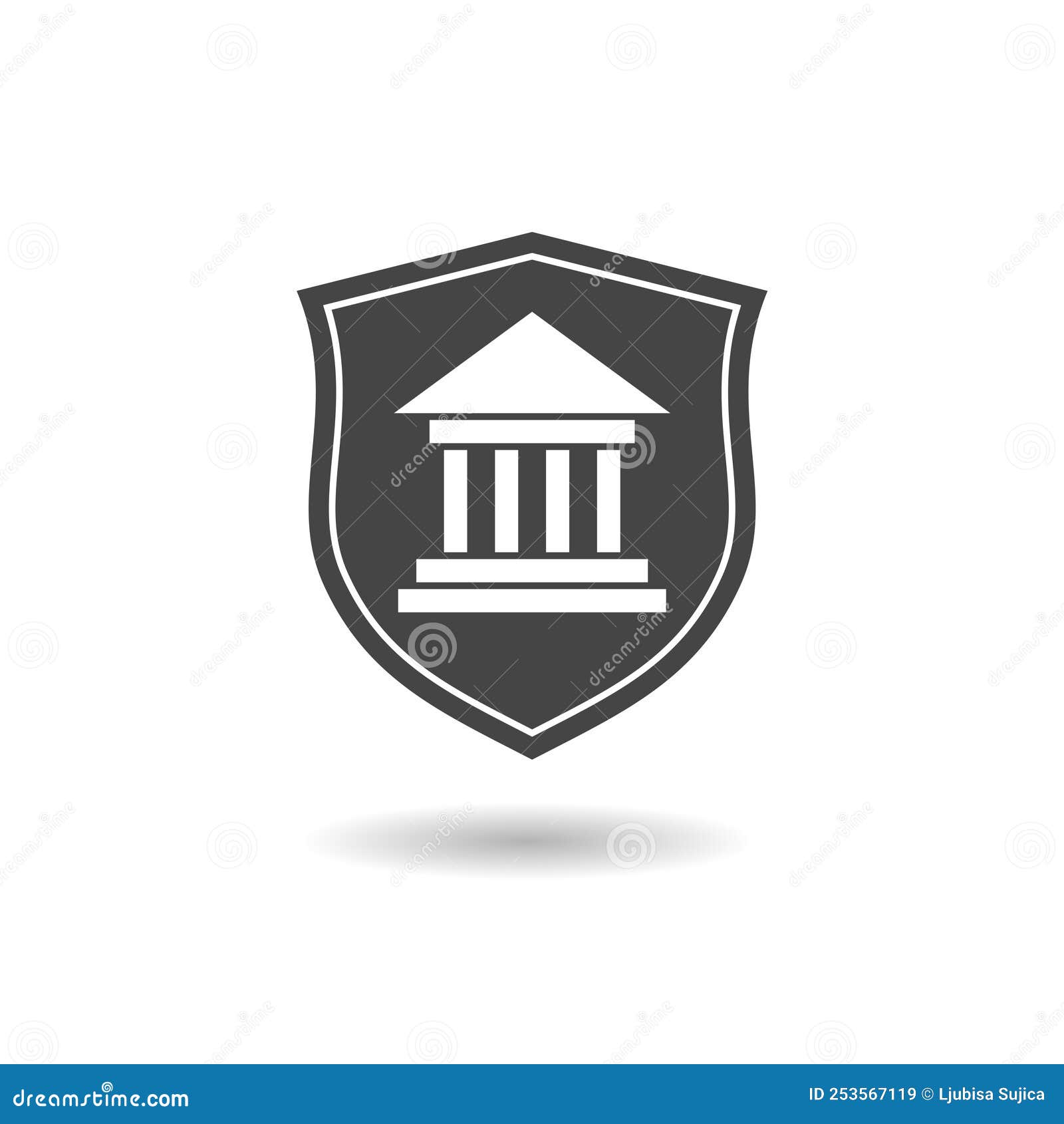 Bank Shield Icon with Shadow Stock Vector - Illustration of circle ...