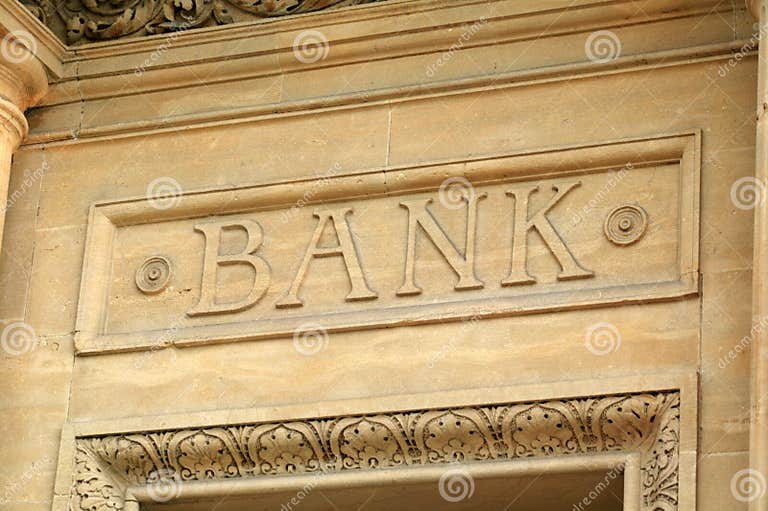 Bank sign stock image. Image of interest, horizontal - 14105975