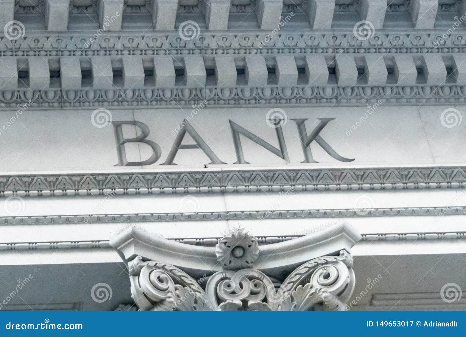 Bank Sign in a Building Classic Facade Stock Image - Image of outdoors ...