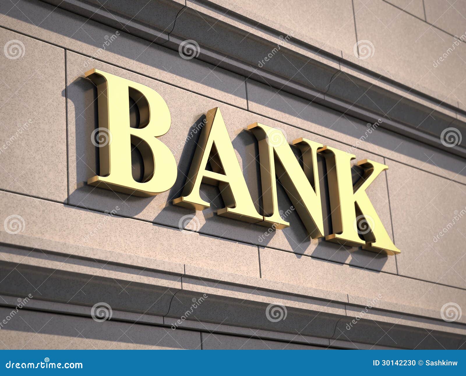 Bank sign on building stock illustration. Illustration of financial ...