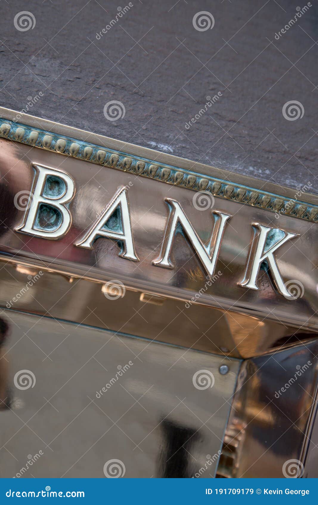 Bank Sign on Building stock image. Image of tilt, slant - 191709179