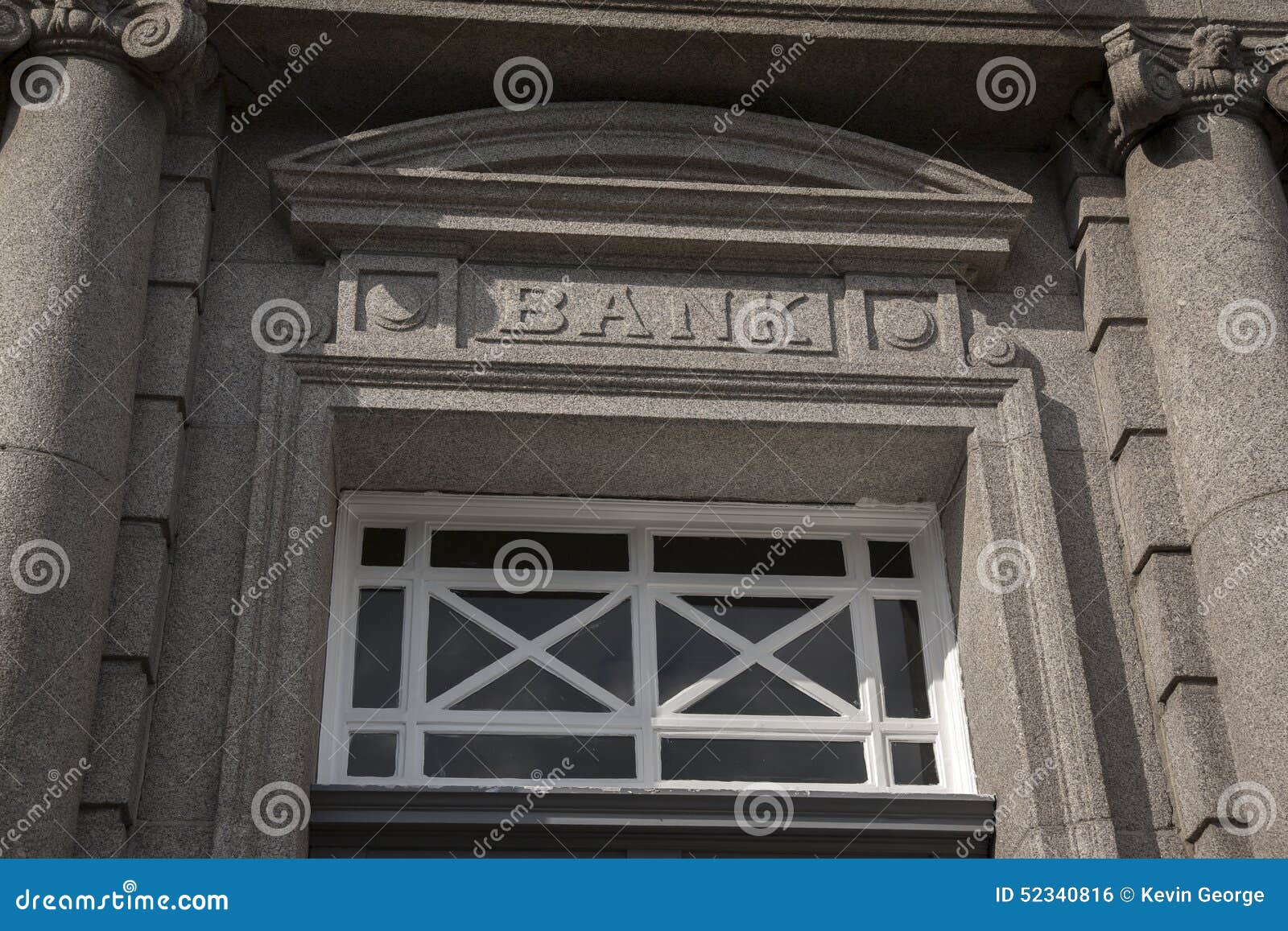 Bank Sign stock photo. Image of brickwork, window, stone - 52340816