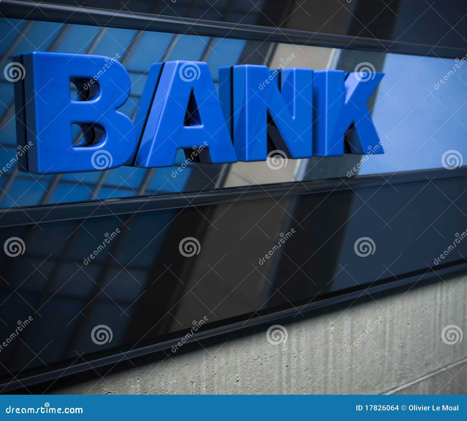 Bank sign on a facade stock illustration. Illustration of word - 17826064