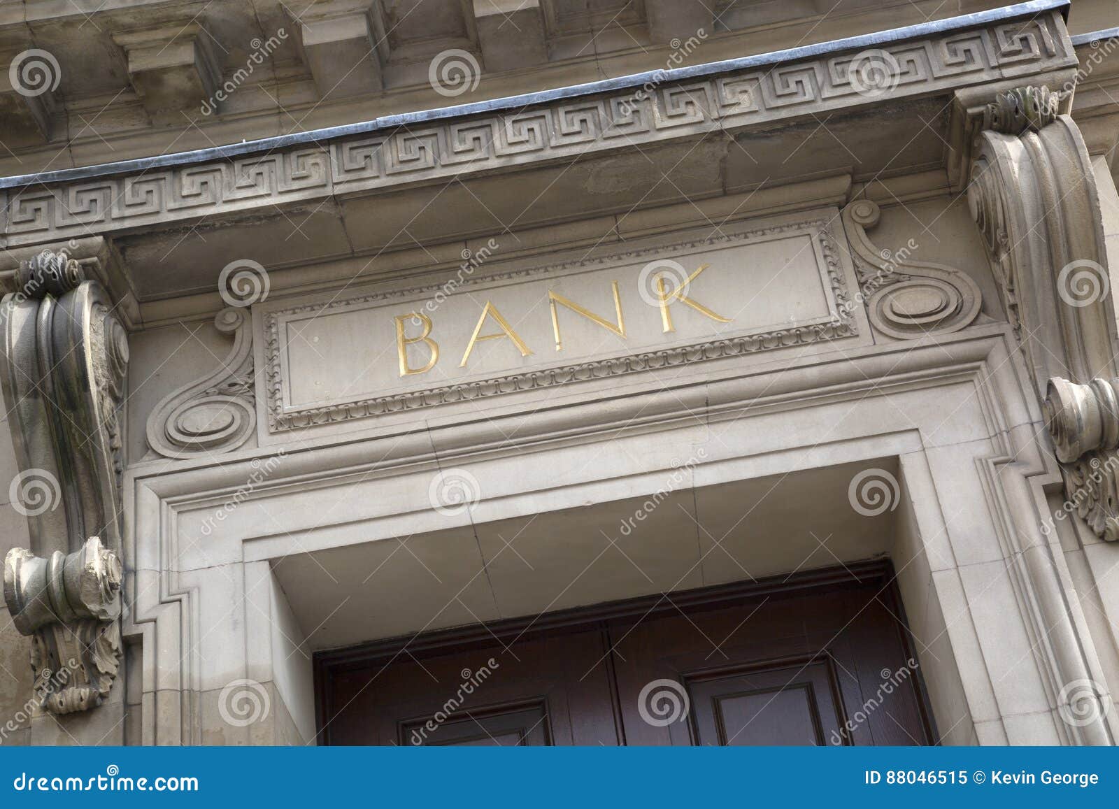 Bank Sign stock image. Image of landmark, wall, door - 88046515