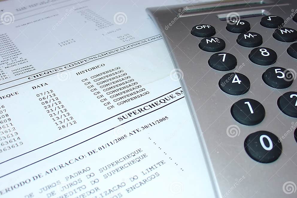 Bank Statement with Calculator Stock Photo - Image of checking, numbers ...