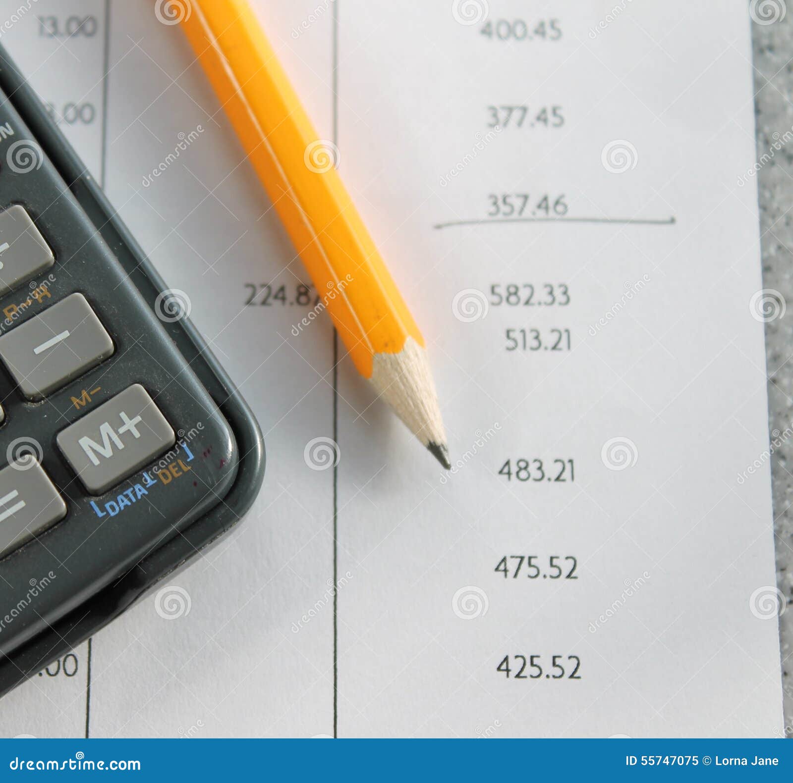 Maths Tax Bank Statement with Pencil and Calculator Stock Image - Image ...