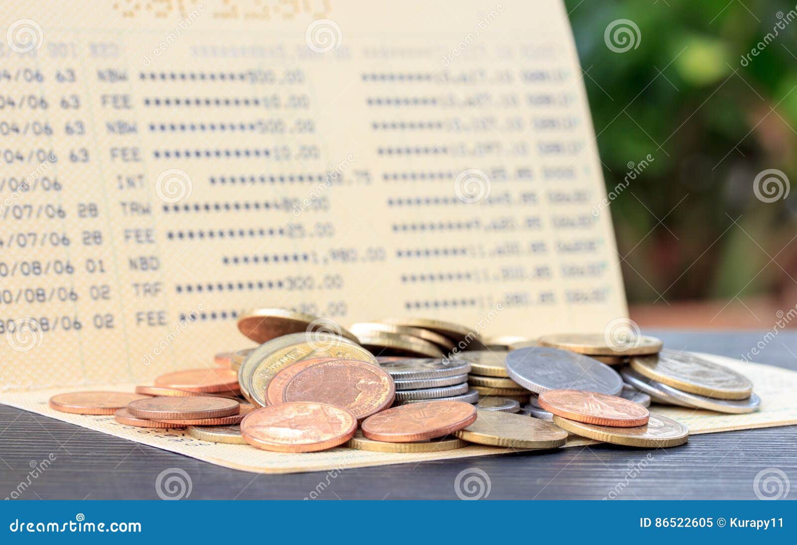 Bank Statement with Stacks of Coins, Investment and Saving Concept ...