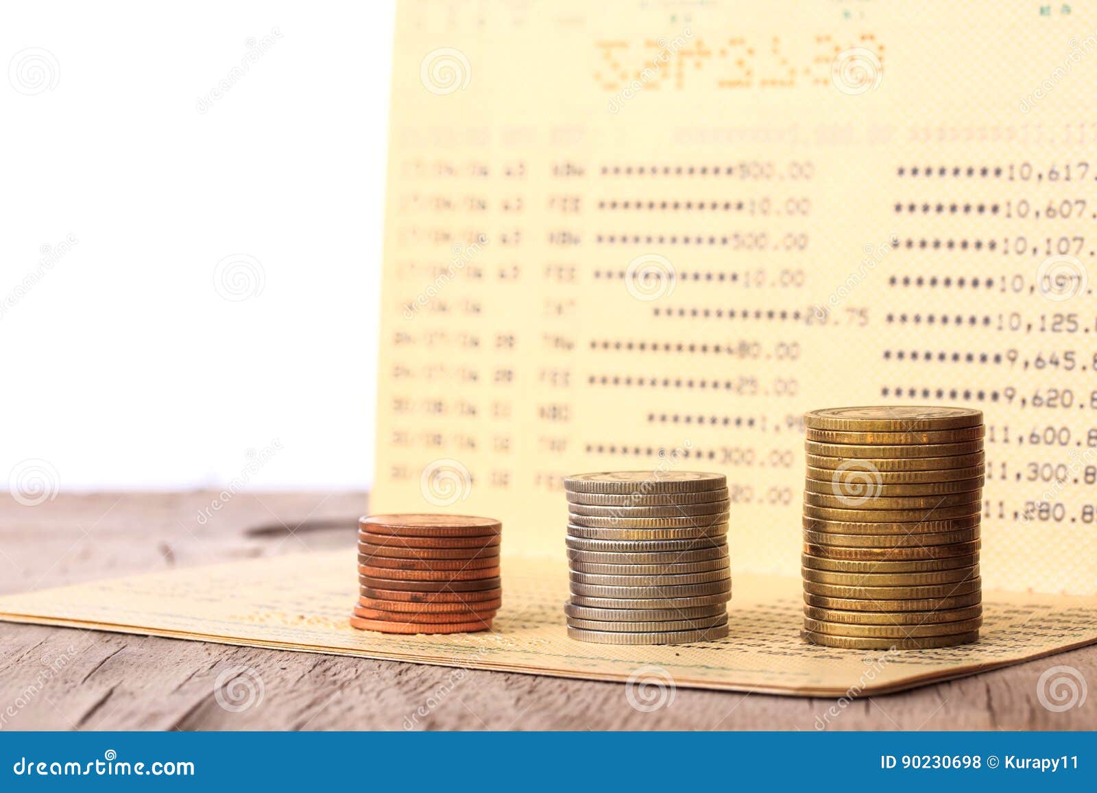 Bank Statement with Stacks of Coins, Investment and Saving Concept ...