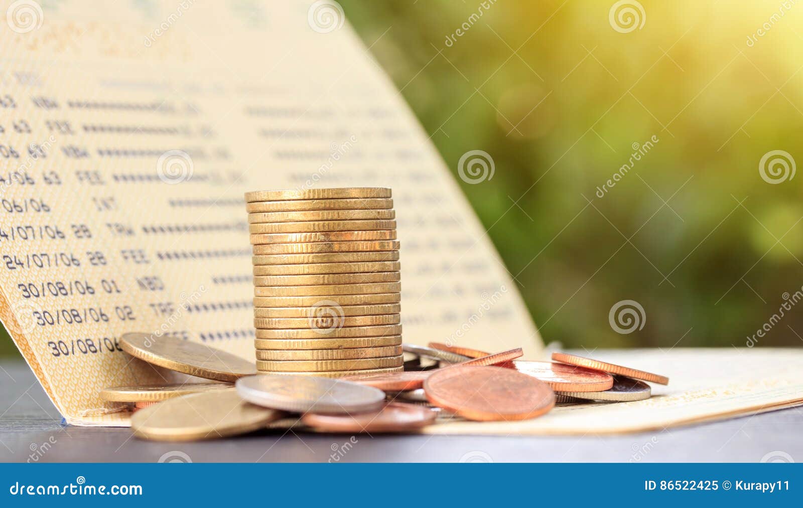 Bank Statement with Stacks of Coins Stock Image - Image of financial ...