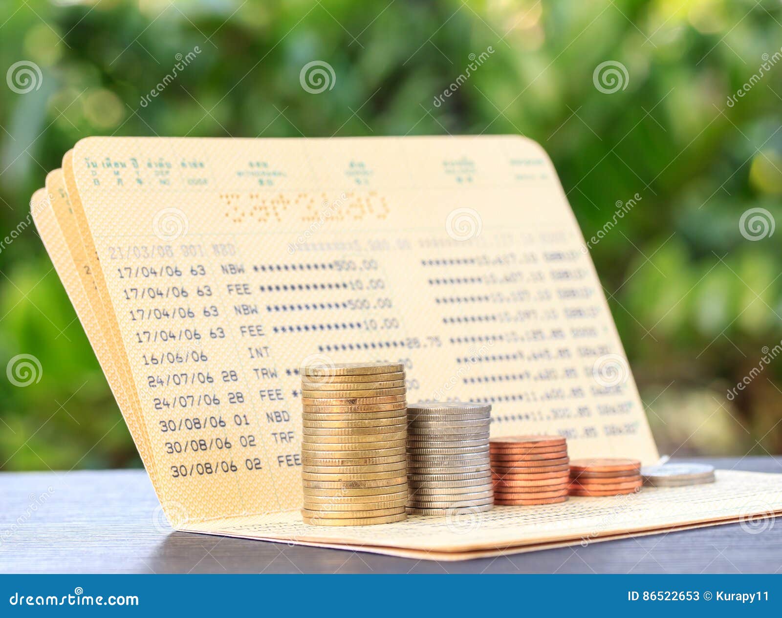 Bank Statement with Stacks of Coins Stock Image - Image of dollar ...