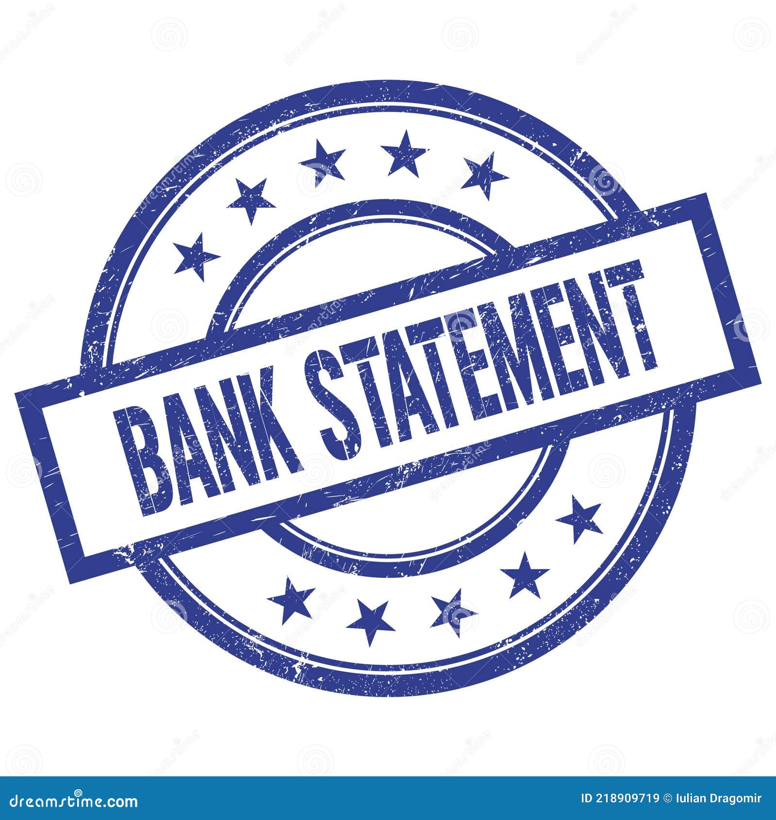 BANK STATEMENT Text Written on Blue Vintage Round Stamp Stock ...