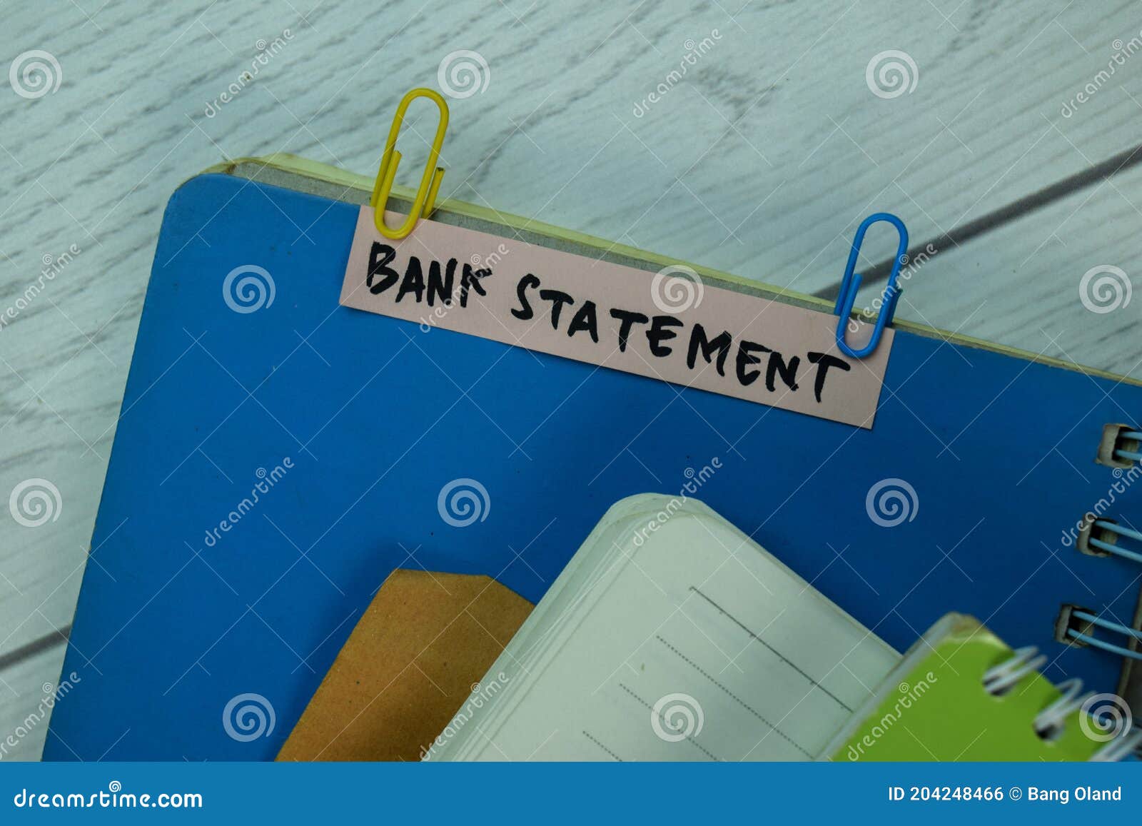 Bank Statement Write on Sticky Notes Isolated on Wooden Table Stock ...