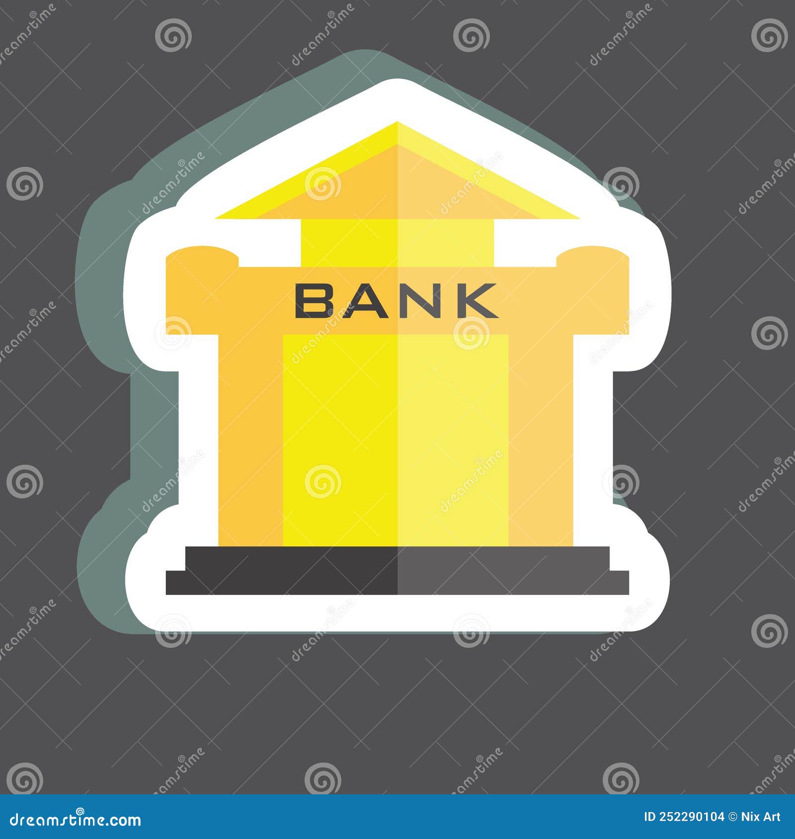 Bank Sticker in Trendy Isolated on Black Background Stock Illustration ...