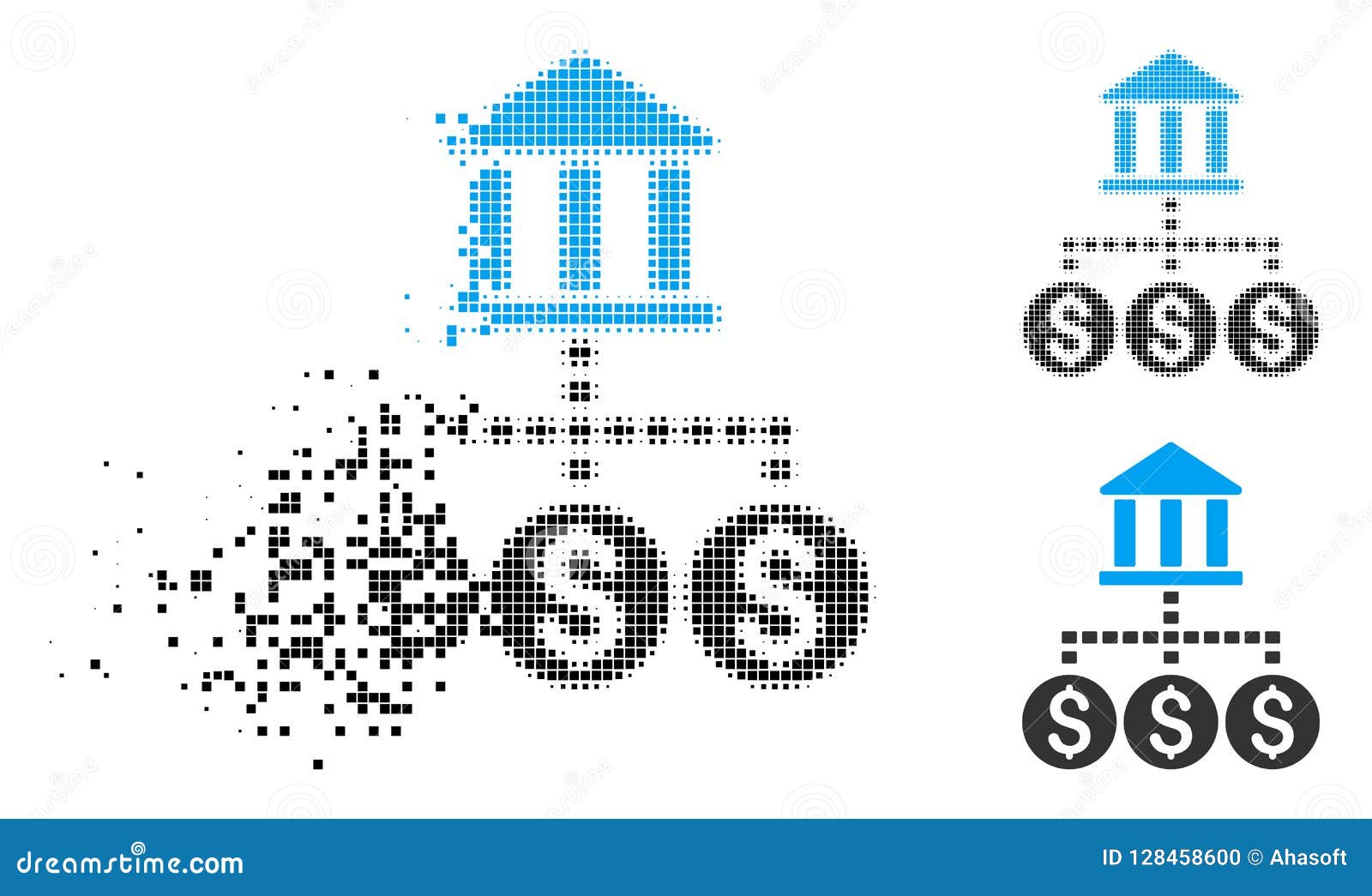 Dust Pixelated Halftone Bank Structure Icon Stock Vector - Illustration ...