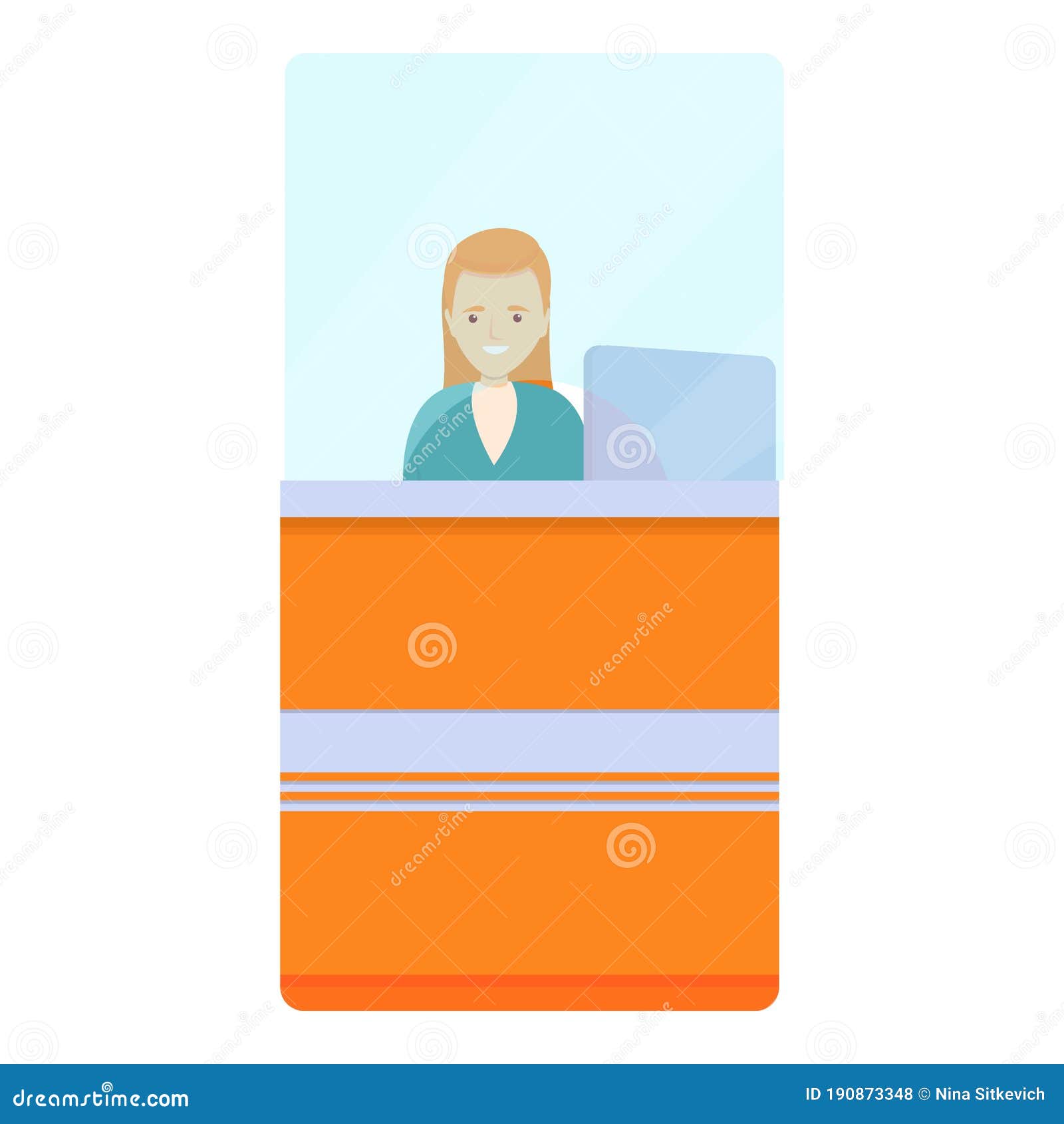Bank Teller Behing Glass Icon, Cartoon Style Vector Illustration ...