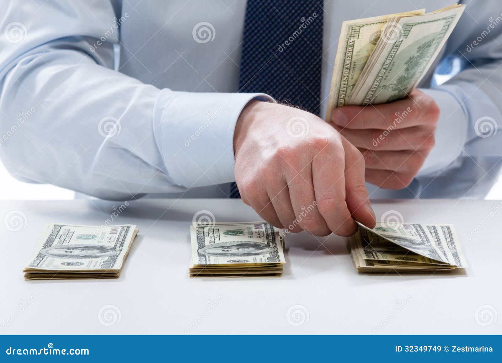 Bank Teller Counting Dollar Banknotes Stock Image - Image of money ...