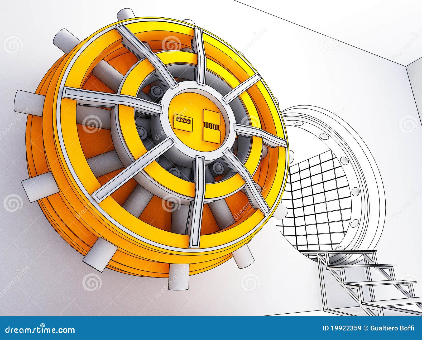 Bank vault door stock illustration. Illustration of business - 19922359