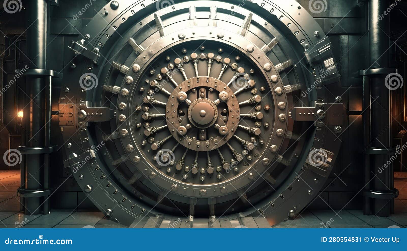 Bank Vault Door with a Combination Lock Inside. Generative AI. Stock ...
