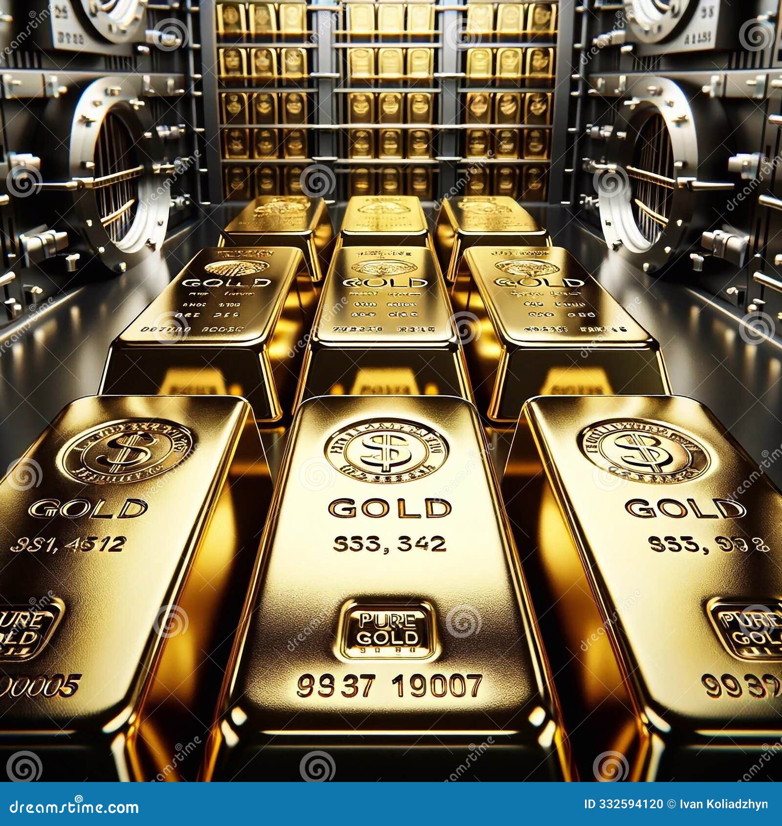Bank Vault Gold Bars stock illustration. Illustration of luxury - 332594120