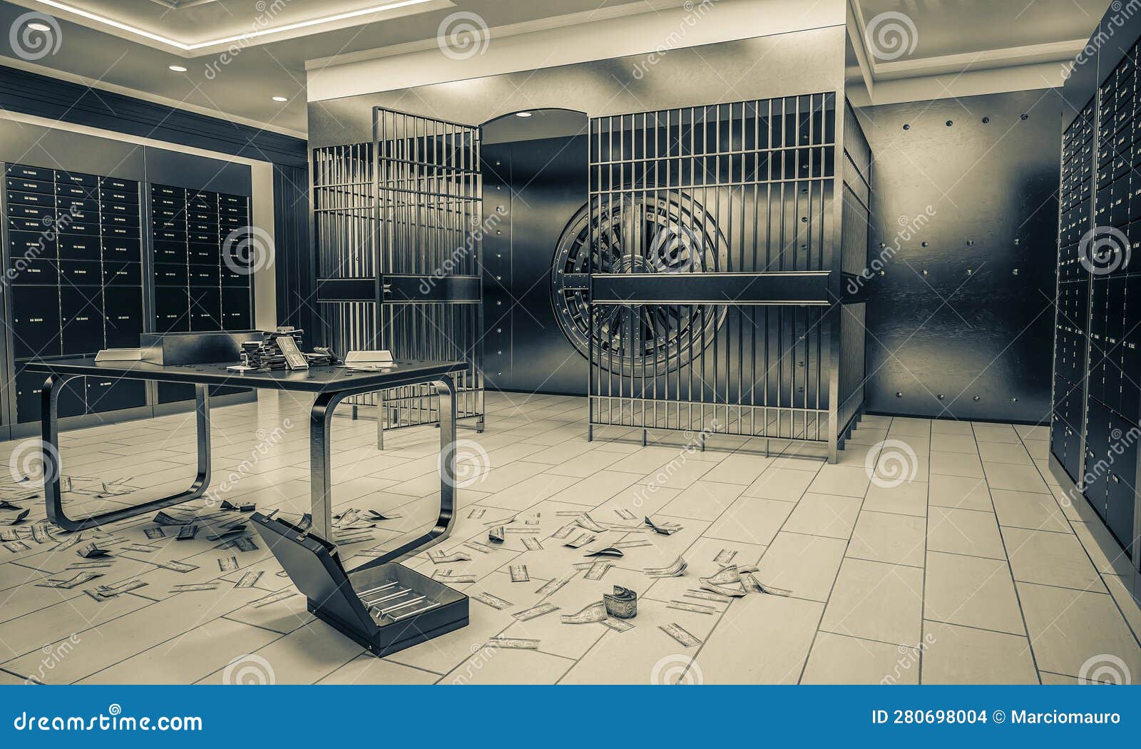 Bank Vault Was Invaded Inside Out View Stock Illustration ...