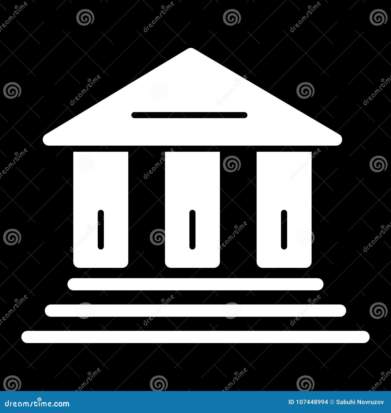 Bank Vector Icon. Black and White Finance Illustration. Solid Linear ...