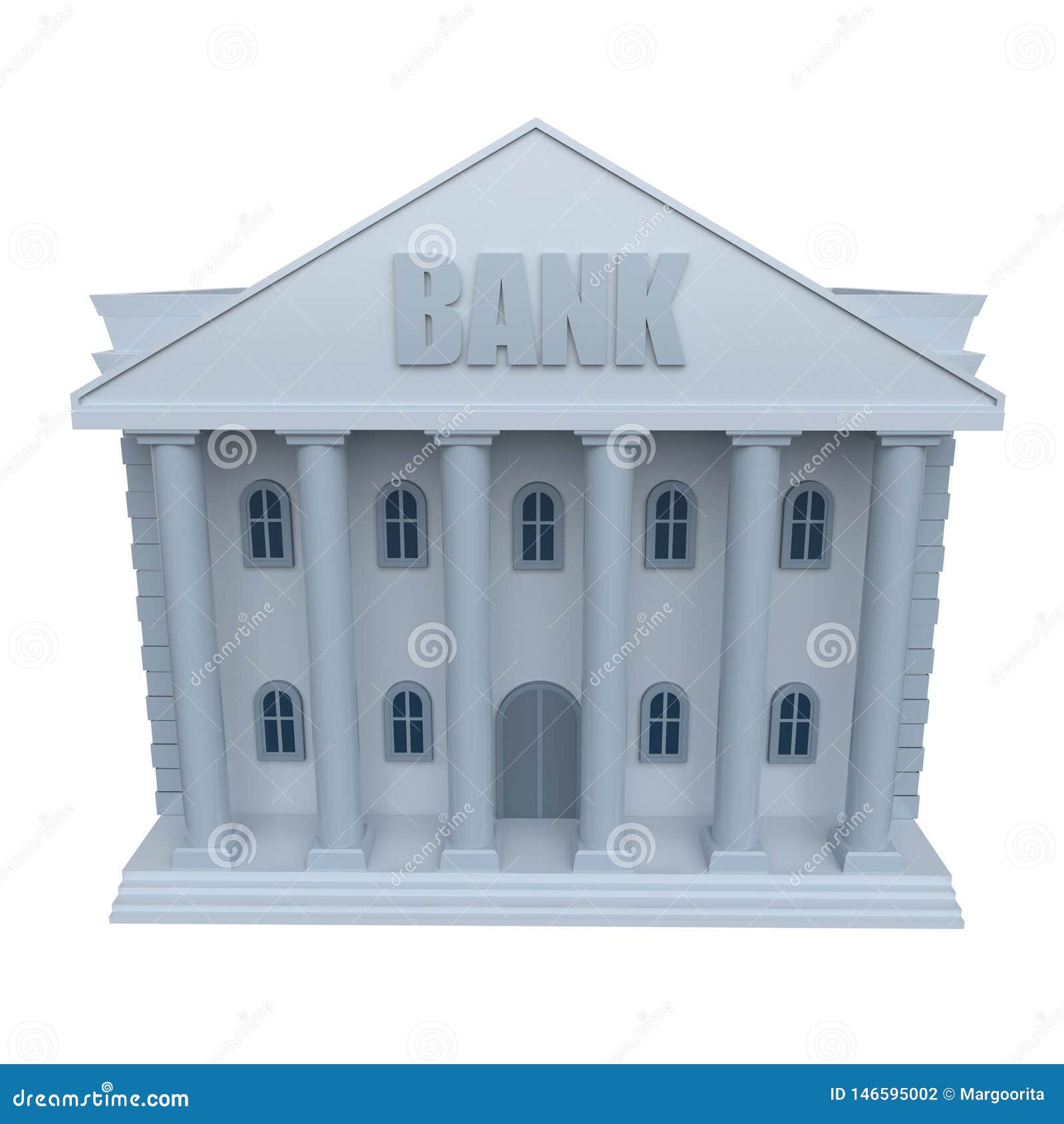 Bank on a White Background. 3d Rendering Stock Photo - Image of ...