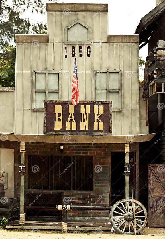 Bank in Wild West stock image. Image of bath, door, home - 19757369