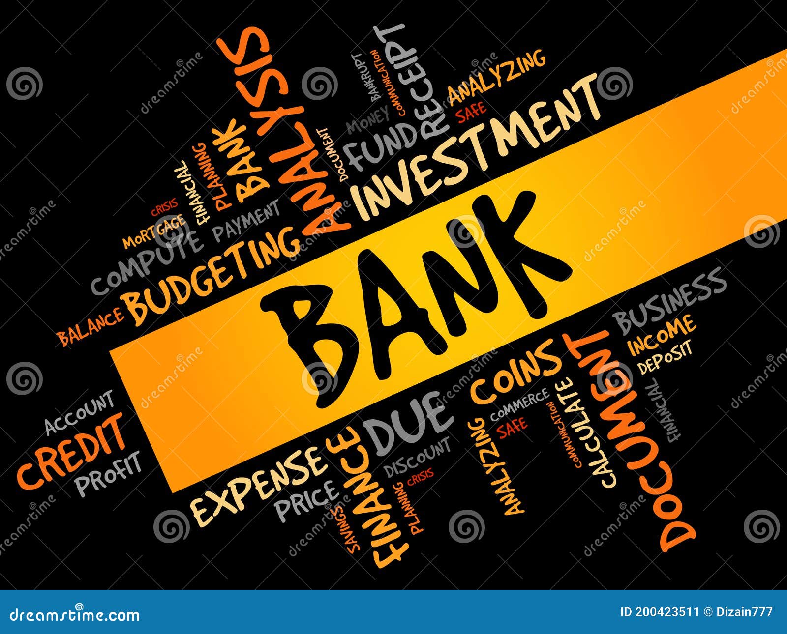 BANK word cloud stock illustration. Illustration of bankruptcy - 200423511