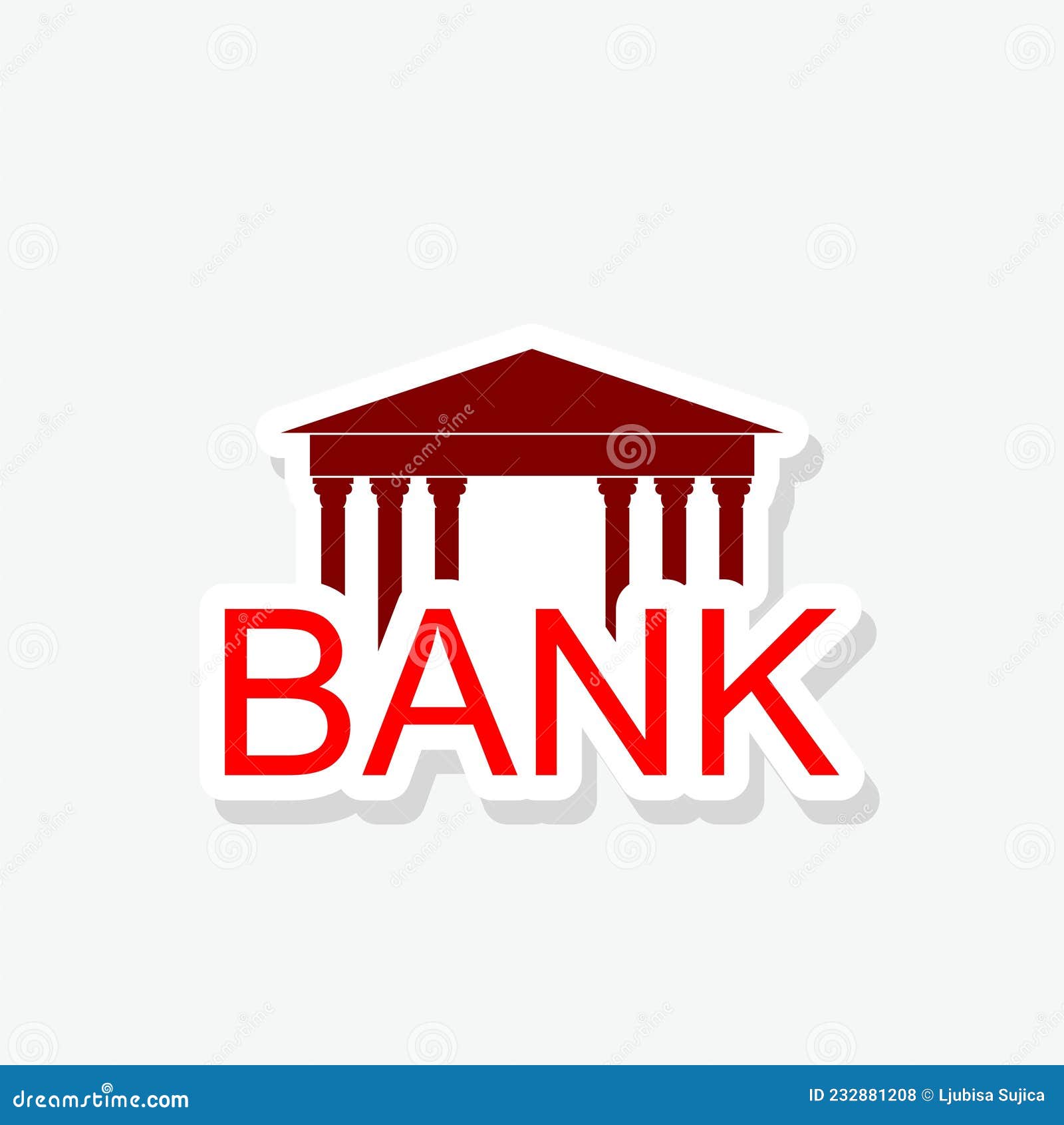 Bank Word Icon Sticker Isolated on White Background Stock Vector ...