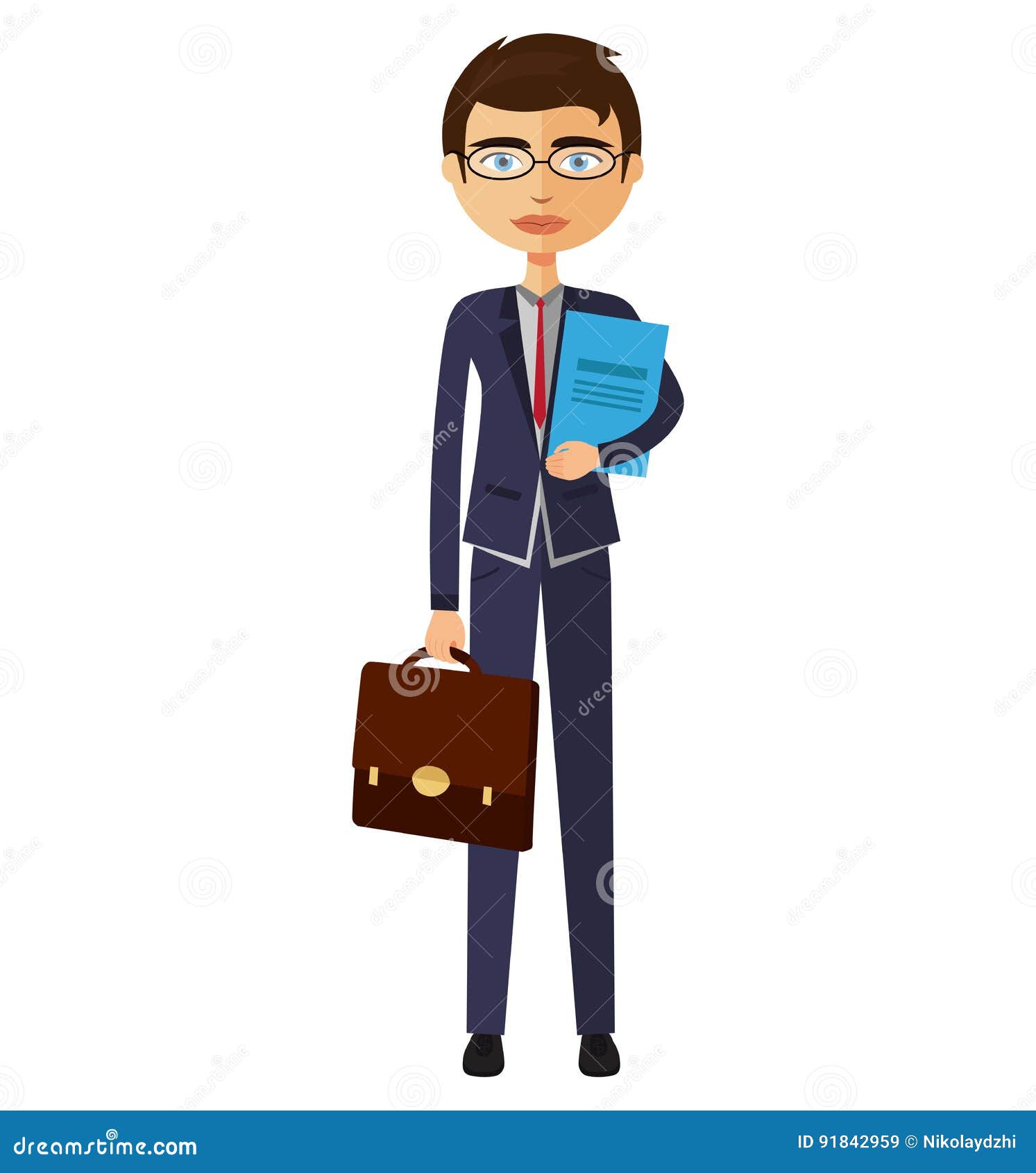 Banker With Glasses Flat Cartoon Illustration | CartoonDealer.com #91843041
