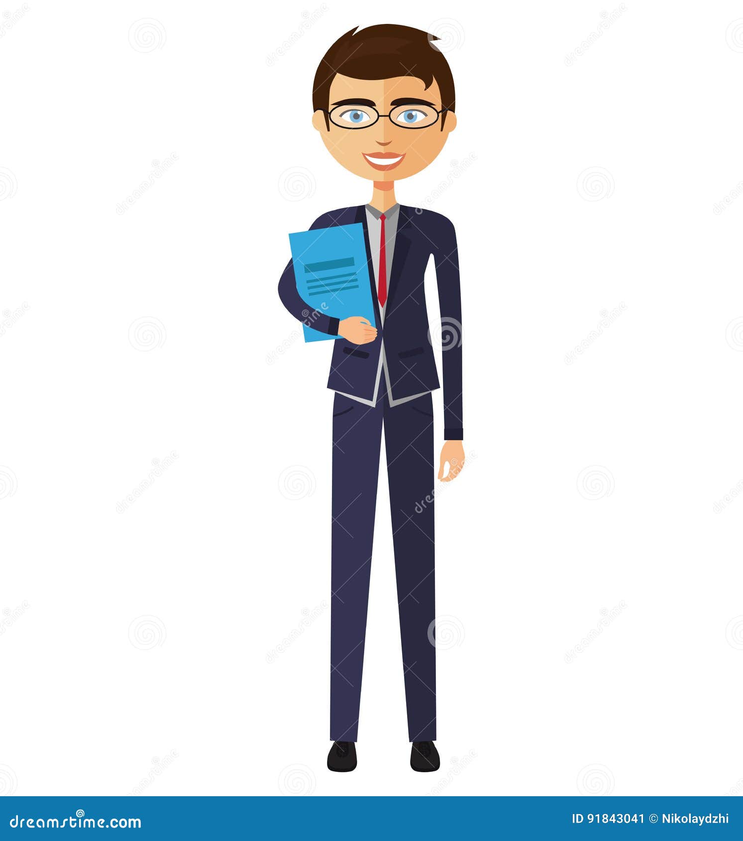 Banker With Glasses Flat Cartoon Illustration | CartoonDealer.com #91843041