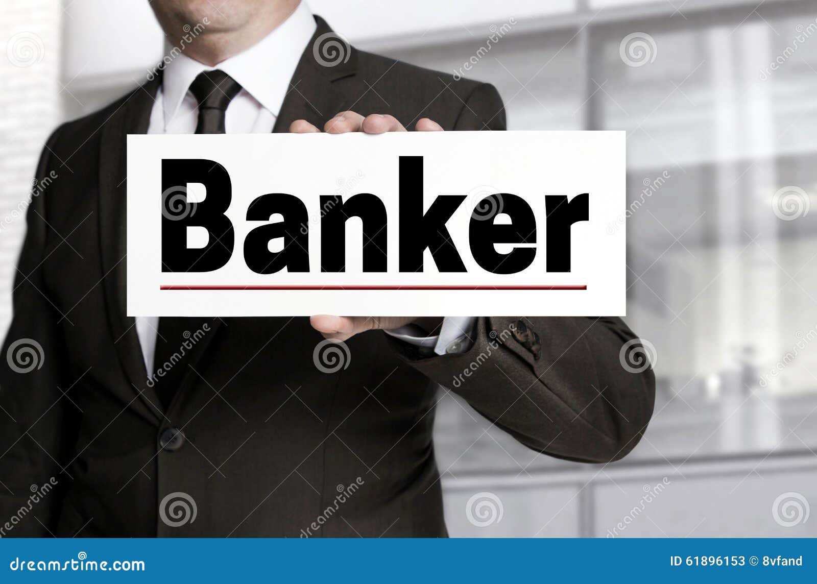 Banker Sign is Held by Businessman Concept Stock Image - Image of ...