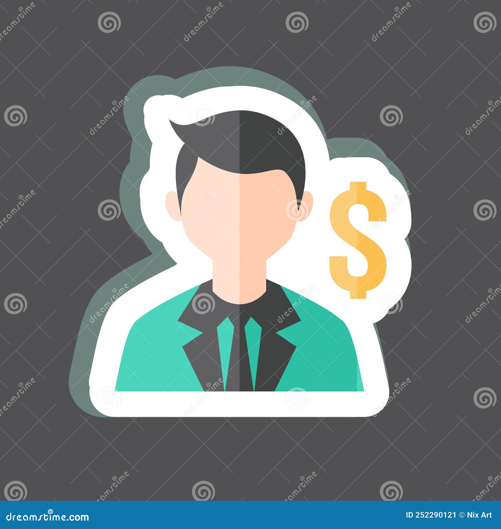 Banker Sticker in Trendy Isolated on Black Background Stock ...