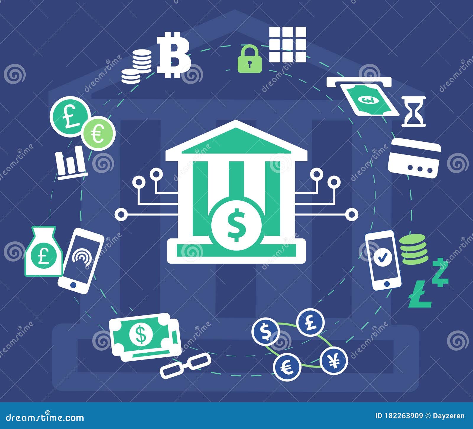 Digital Banking Icons and Symbols Stock Vector - Illustration of ...