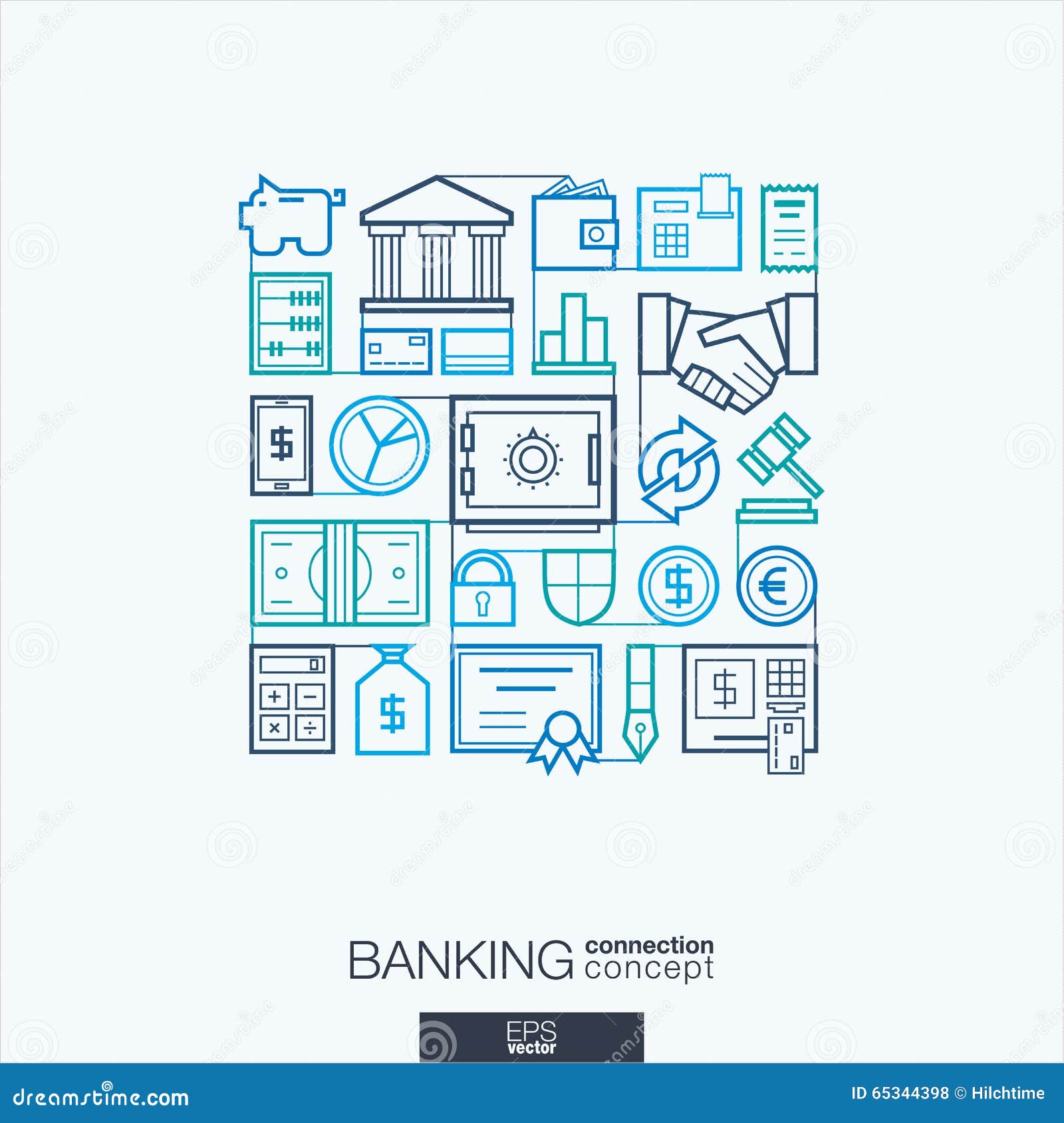 Banking Abstract Background, Integrated Thin Line Symbols. Stock Vector ...