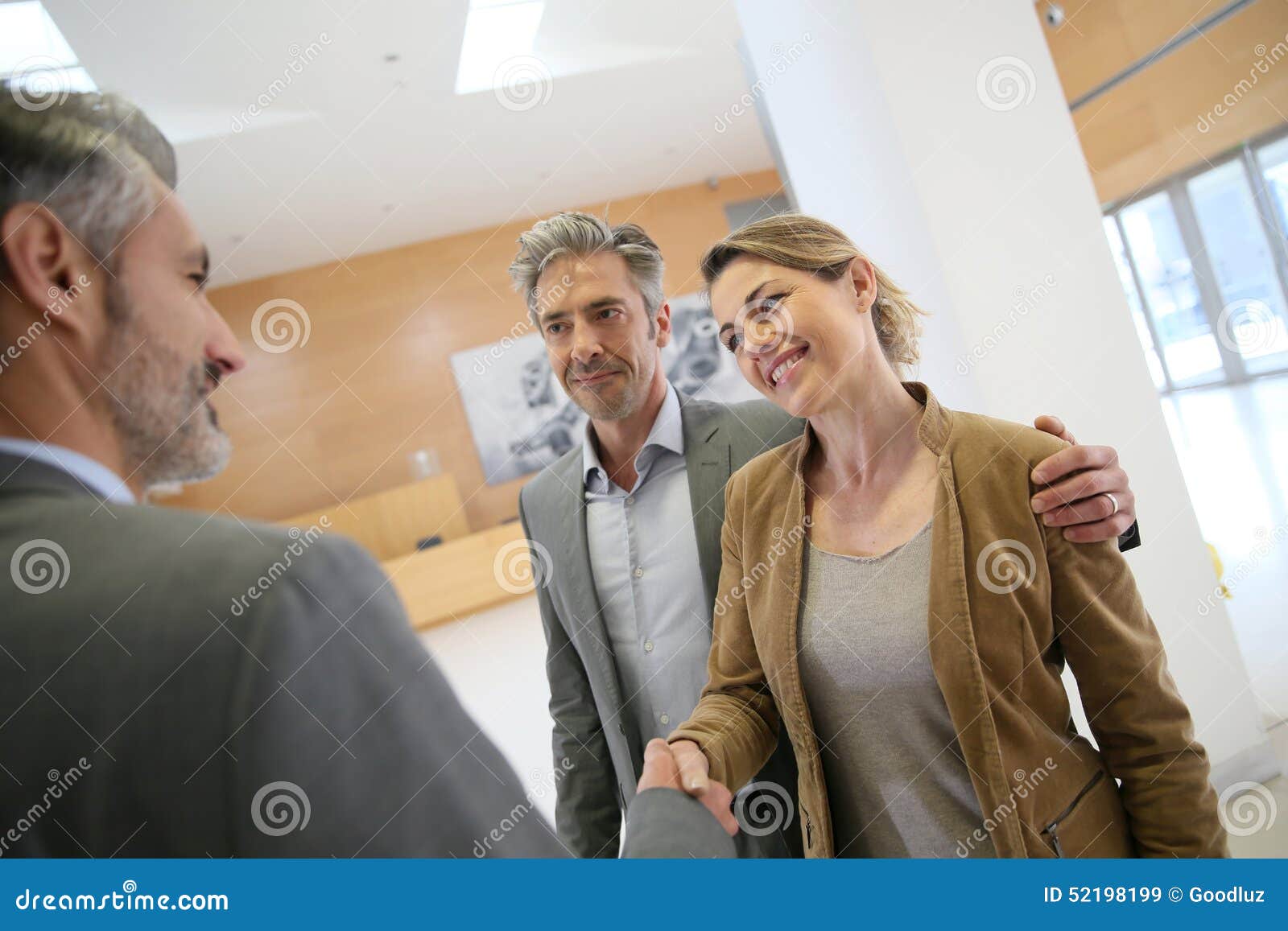 Banking Advisor Handshaking Clients Stock Image - Image of office, bank ...