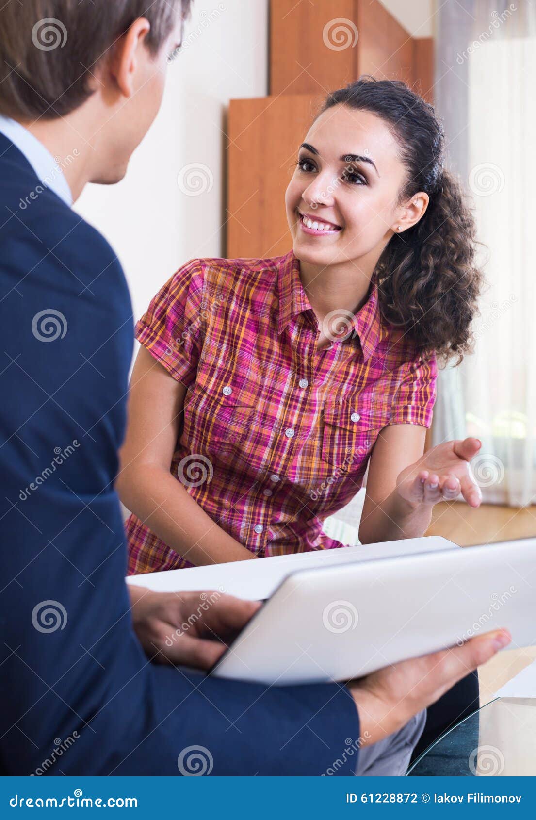 Banking Agent with Nice Offer Consulting Customer Stock Photo - Image ...